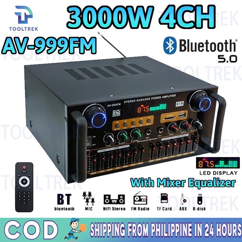 【2024 NEW】220V 3000Watts 4 Channel Amplifier with Mixer Equalizer Usb ...
