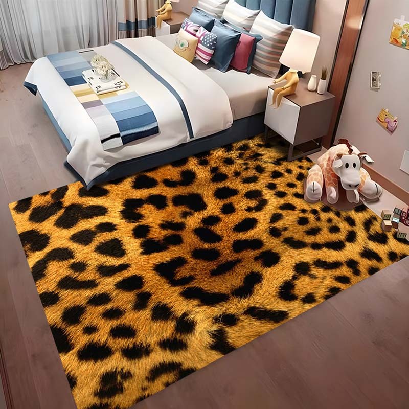 Anti-slip Leopard Carpet Bedroom Game Mat Animal Print 3D Luxury Floor ...