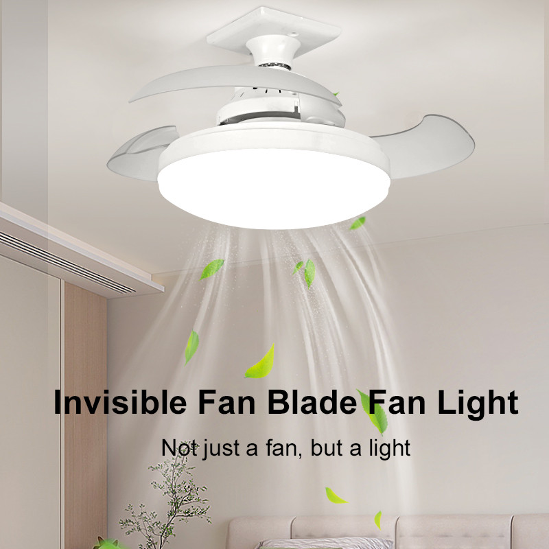 LGAO E27 Invisible Blade Fan Ceiling Fan With Light Remote Control 30W ...