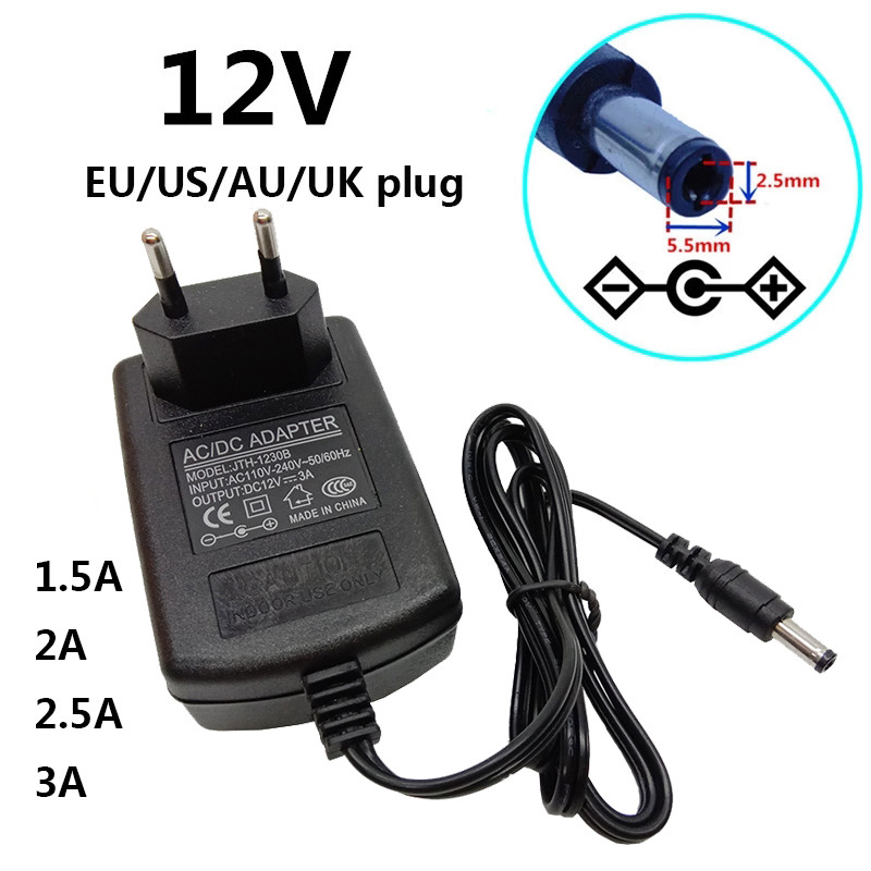 12V 3A Power Adapter 12V 2A 12 Volt DC Power Supply Universal AC/DC ...