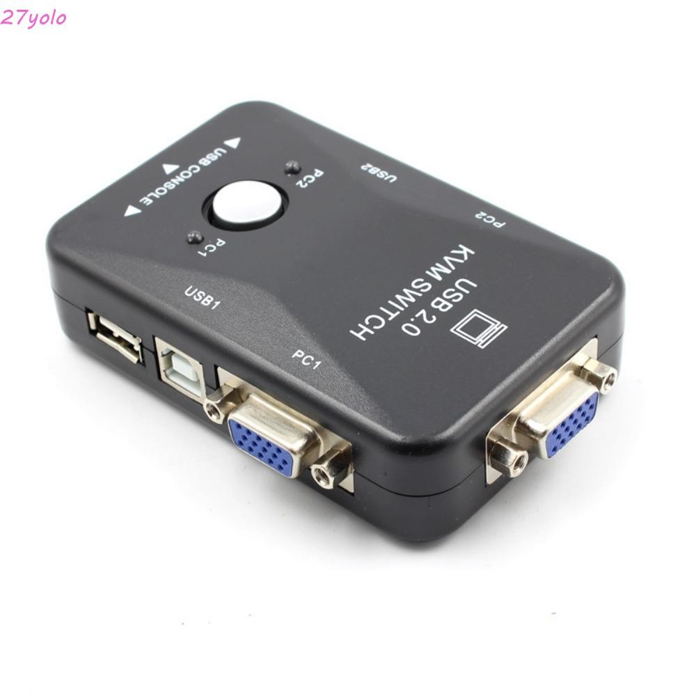 YOLO 2 Port VGA KVM Switch, 2 in 1 Out Switcher USB 2.0 KVM Switch Splitter, Manual Button ...
