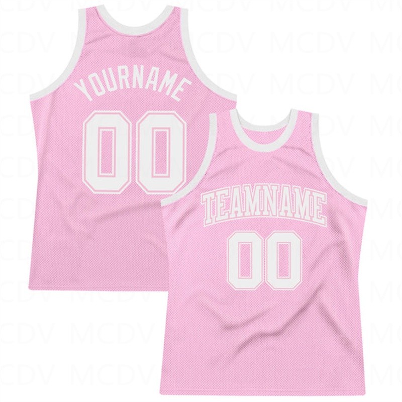 2025 NewCustom Light Pink White Authentic Throwback Basketball Jersey ...