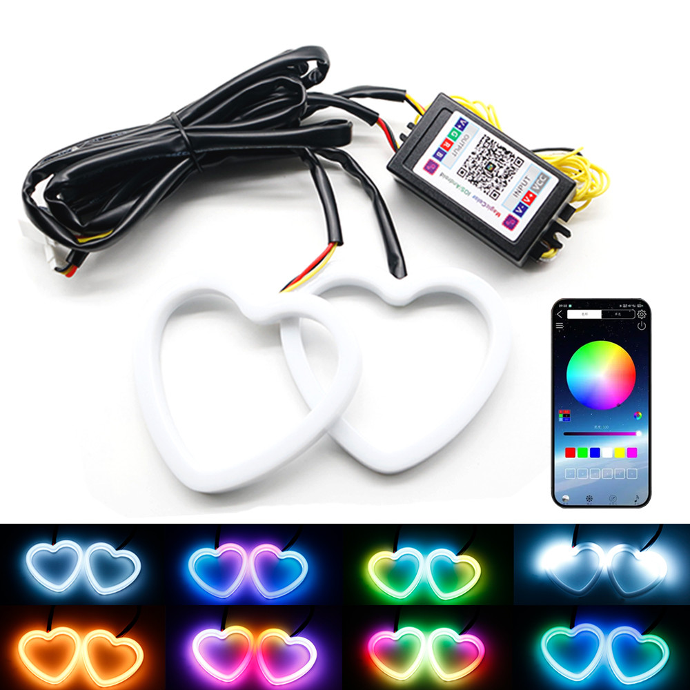 2PCS Car Angel Eyes RGB Cotton Halo Rings Led Headlight DRL Motorcycle ...