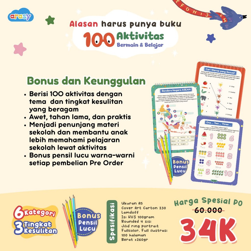 Children's Activity Book | 100 Play & Learning Activities | Arasyi ...