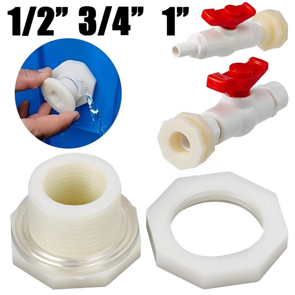 ABS Thread Water Tank Pipe Connector Fittings 1/2" 3/4" 1" Fish ...