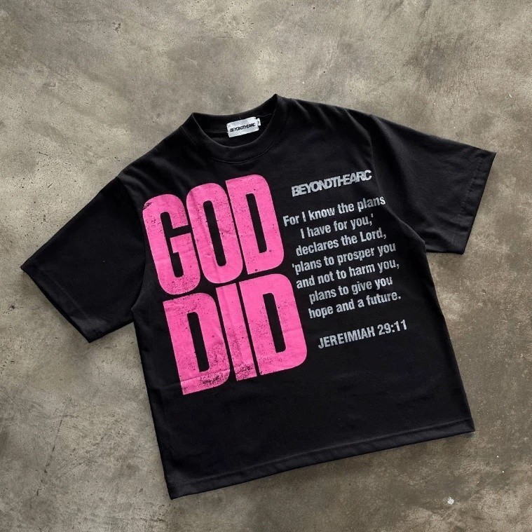 GOD DID 2025 new original trend art pattern pure cotton fashion street ...