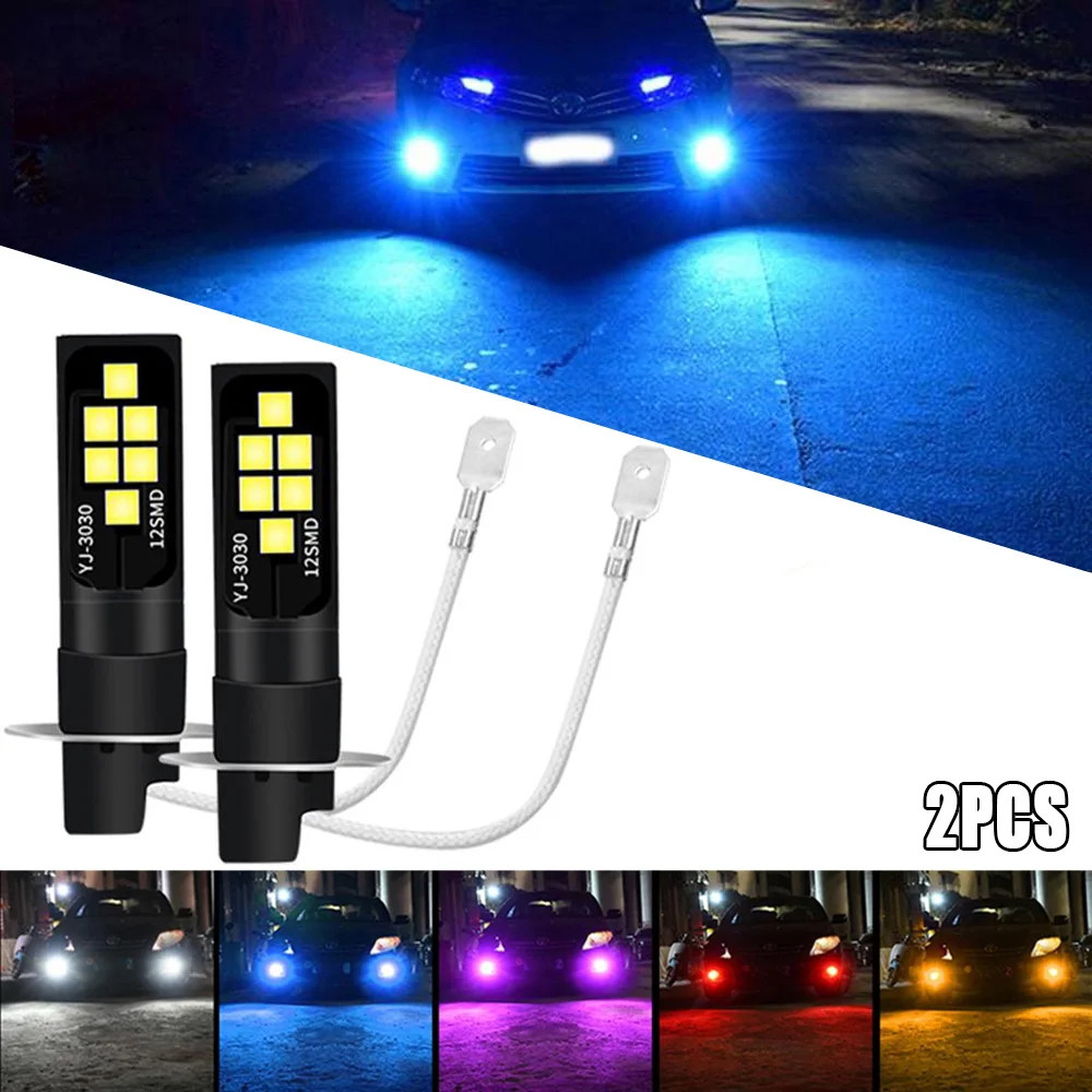 1pcs H3 LED Fog Light Bulb DC12V 3030 SMD 6000K White Car Fog Light ...