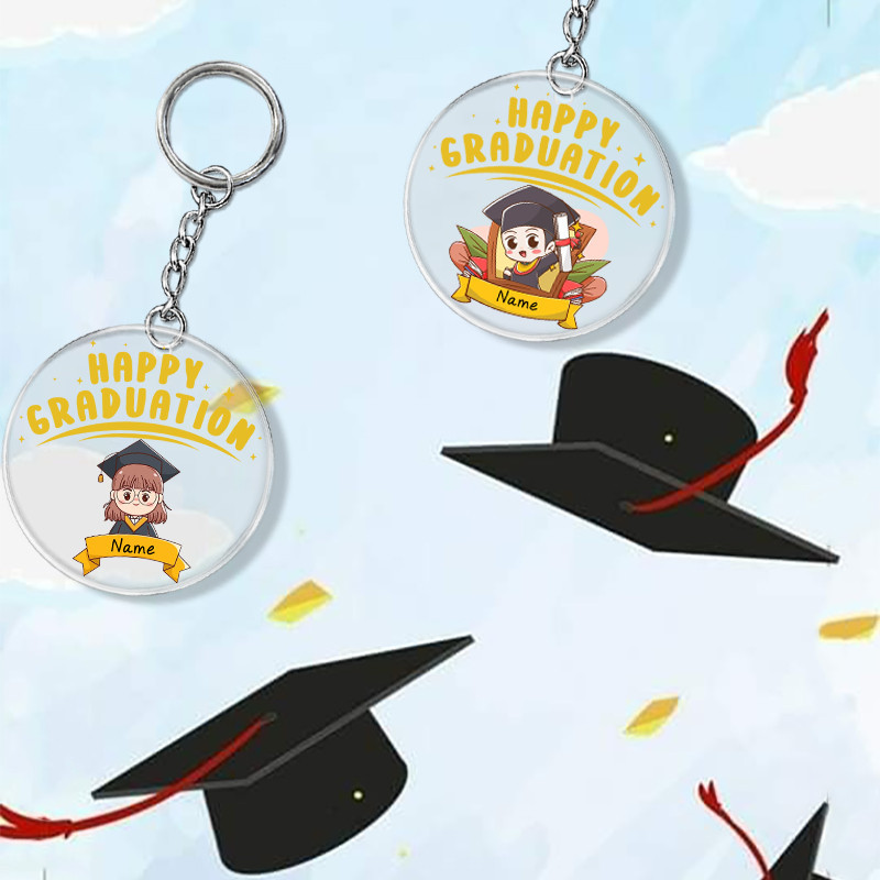 Custom graduation gift acrylic key chain | cartoon custom name key ...