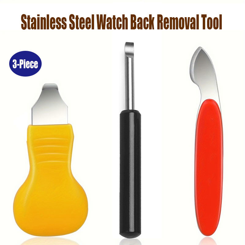 3-Piece Stainless Steel Watch Back Removal Tool Kit, Pry Watch Back ...