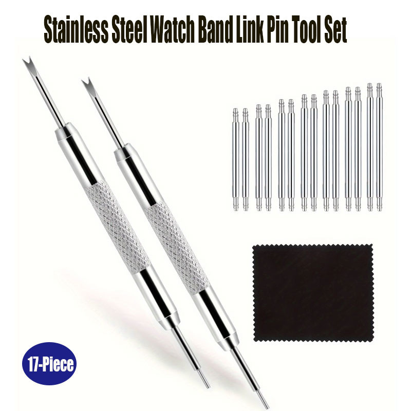 17 Piece Stainless Steel Watch Band Link Pin Tool Set - Durable 1.5mm ...