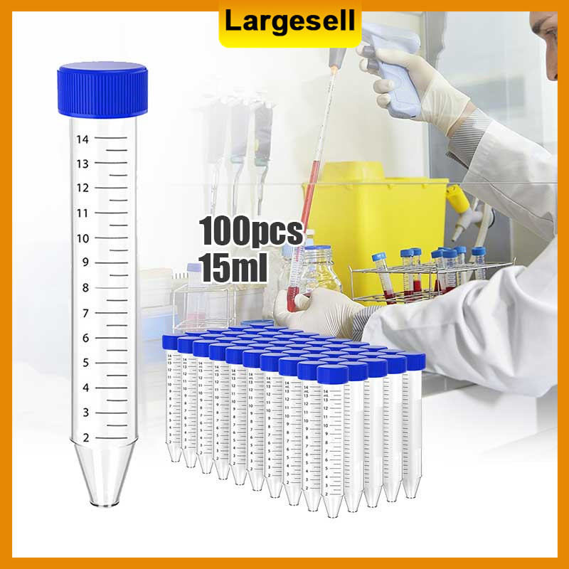 100Pcs 15ml Plastic Conical Bottom Centrifuge Tube With Graduation ...