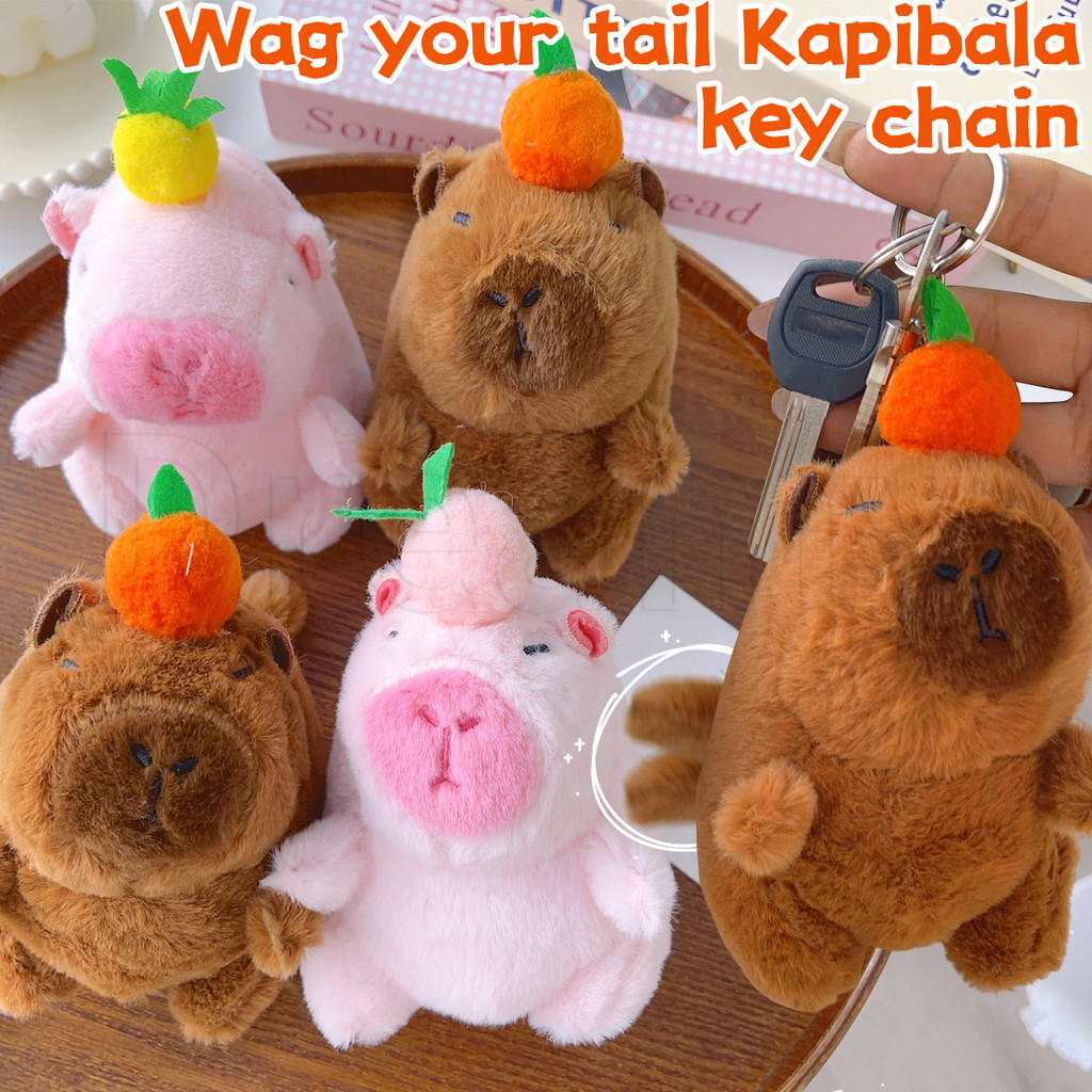 Plush Tail Wagging Capybara Keyring - For Kids Birthday Gifts - Cartoon ...