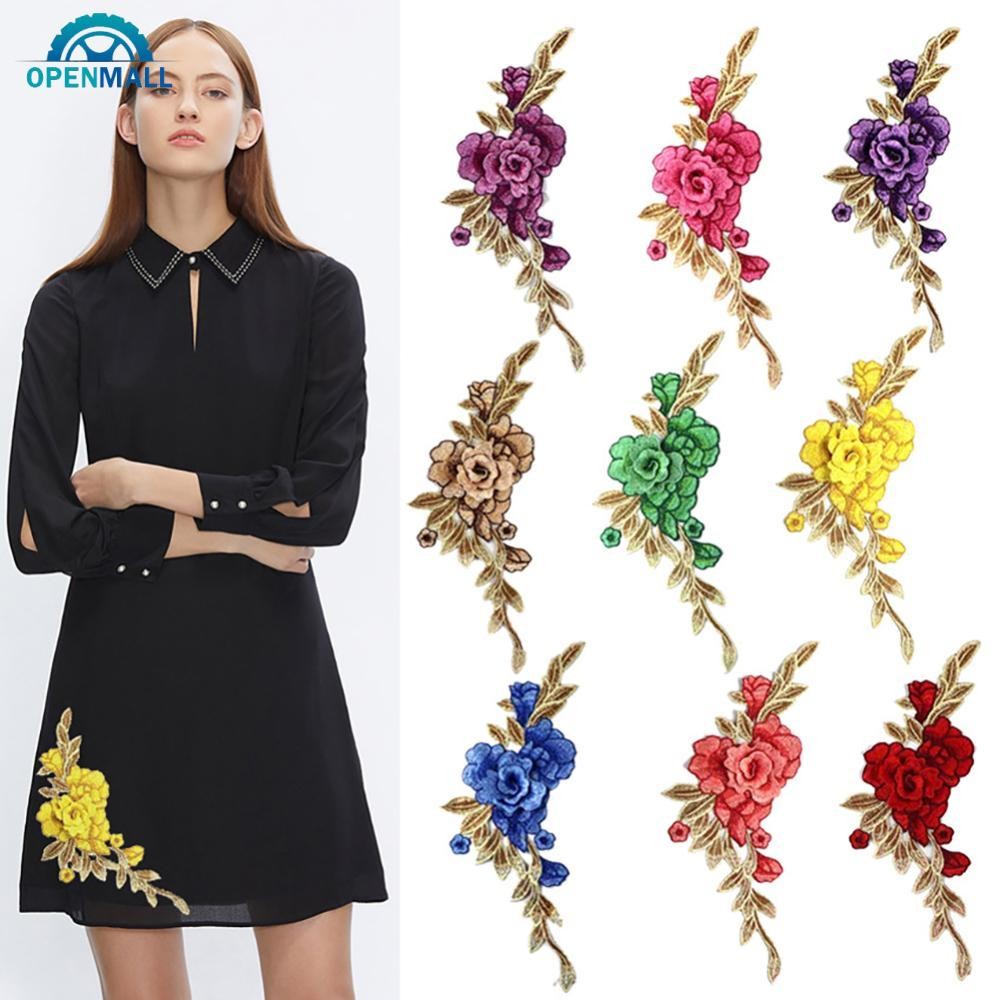 OPENMALL Embroidery Rose Flower Patch Applique DIY Crafts Stiker for ...