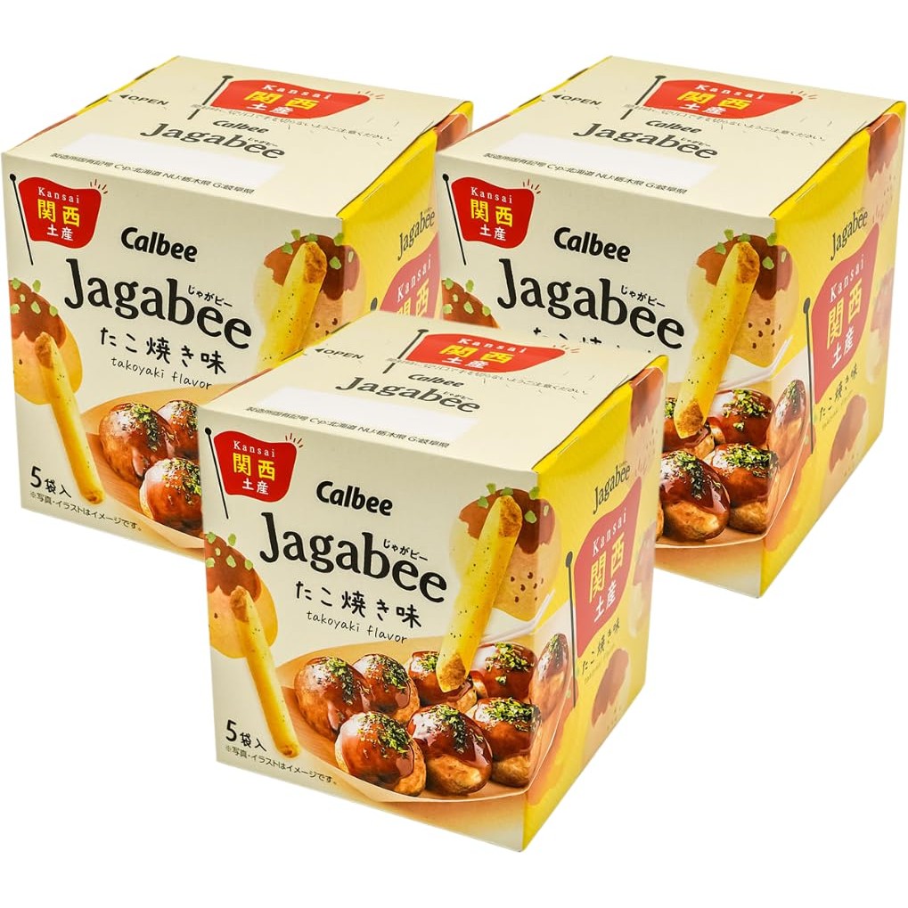 [Limited to Kansai] Calbee Jagabee Takoyaki Flavor 1 box with 5 bags x 3 box set, Kansai Osaka ...