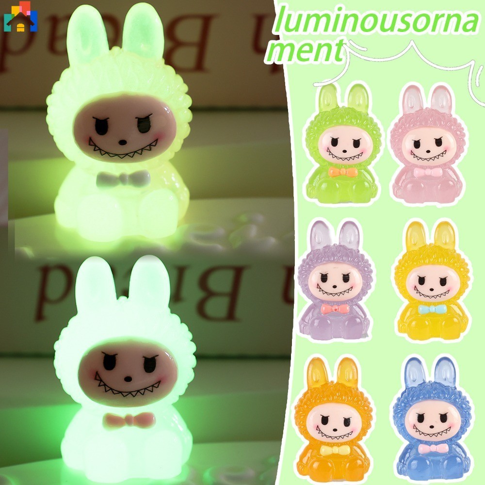 Cartoon Labubu Series 3D Luminous Resin Dolls Micro Landscape DIY Home ...