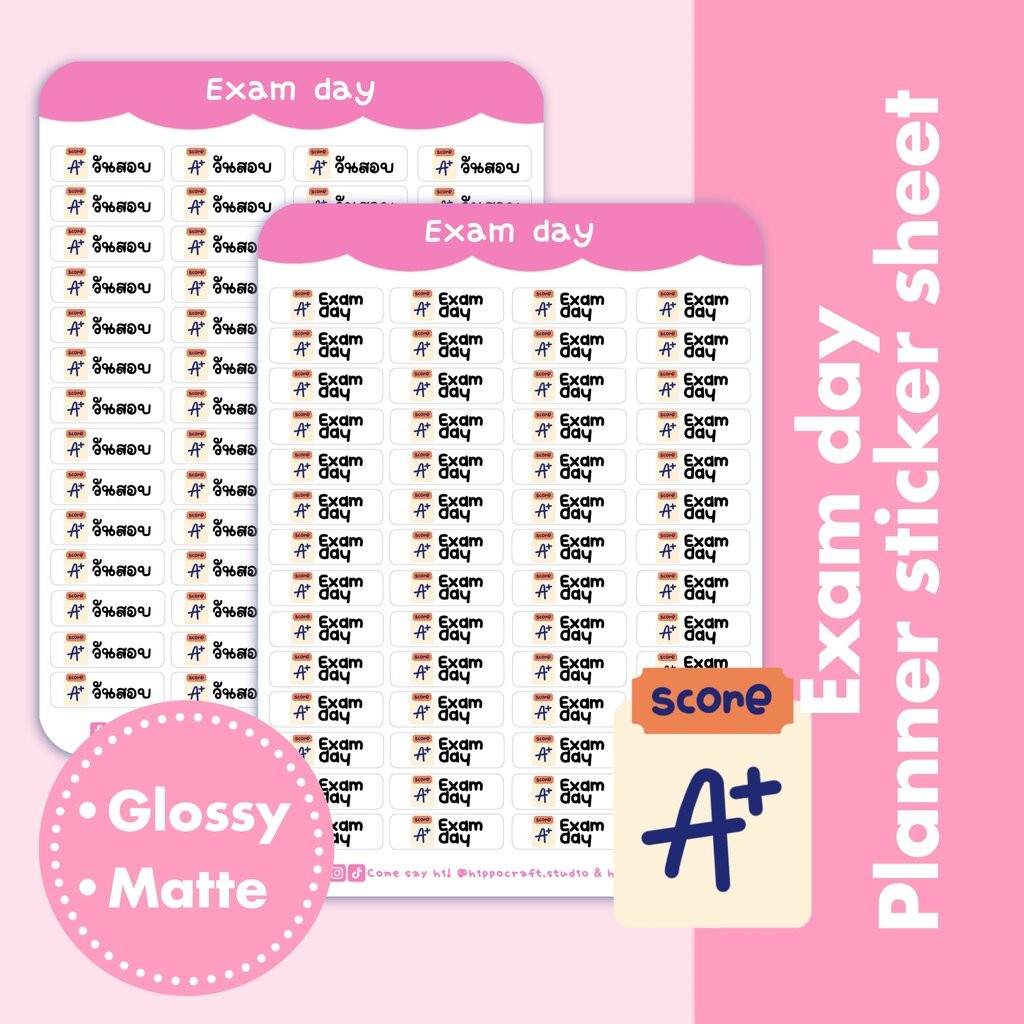 Exam day Planner sticker sheet Die Cut Stickers Reminder Calendar Or ...