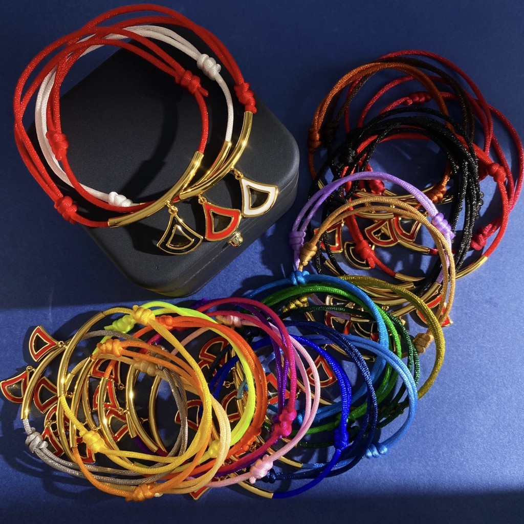 New Red String Bracelet Enamel Oil Drip Triangle Small Skirt Fan-Shaped ...
