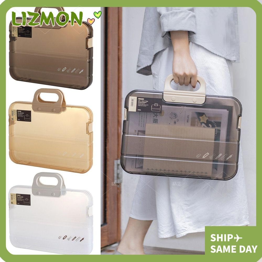 LIZMON A4 File Folder, Square Plastic Document Organizer, School Office ...