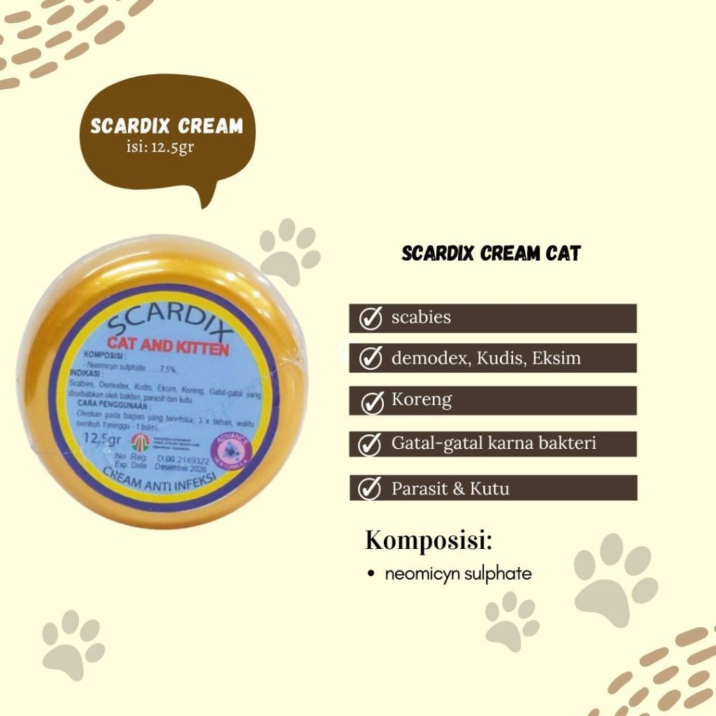 Pujeganshop SCARDIX Cat & Kitten 12.5gr Ointment Scabies Demodex Scabs ...