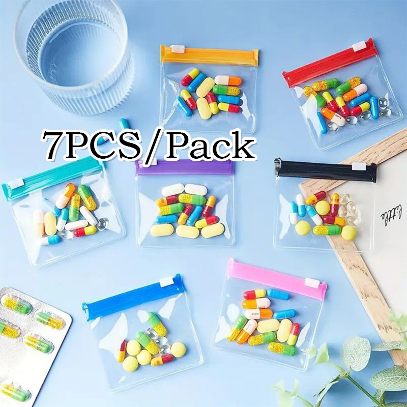 7pcs/Pack Pill Pouch Bag Transparent Ziplock Bags Packaging Pvc Pouches ...