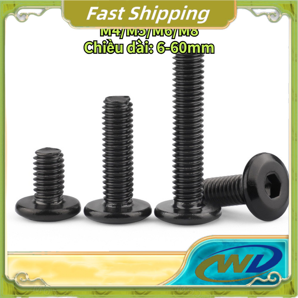 Black 304 Stainless Steel Chamfering Screw Flat Round Head Beveled Hexagon Socket Bolt m4m5m6m8 ...