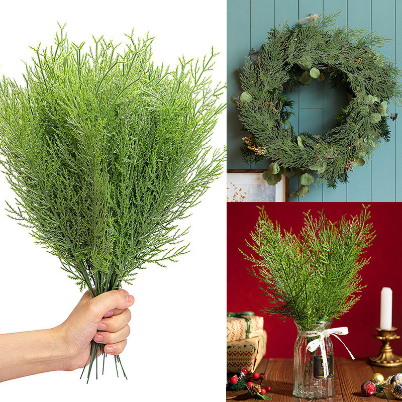 Artificial pine branches, fake green plants pine leaf picks DIY wreaths ...