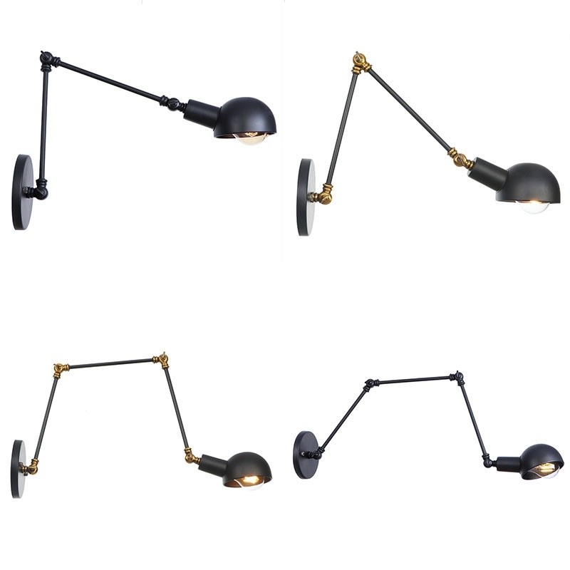 Industrial Retractable Swing arm Wall Lamp led Study Bedside reading ...