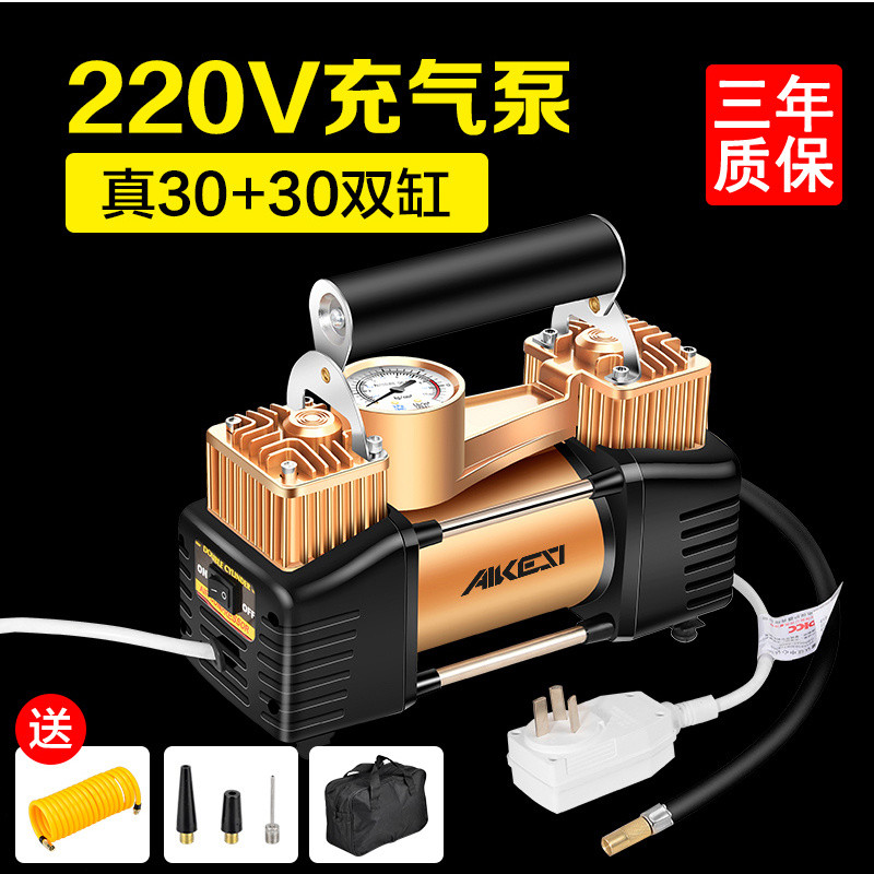 Household Air Pump 220v Double Cylinder High Pressure Car Tire Electric ...