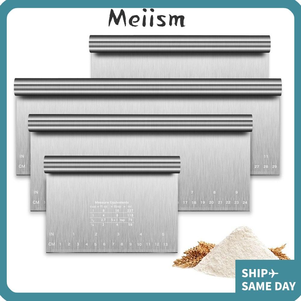 MEIISM Bench Scraper, Stainless Steel Scale Ruler Bench Chopper, Multi ...