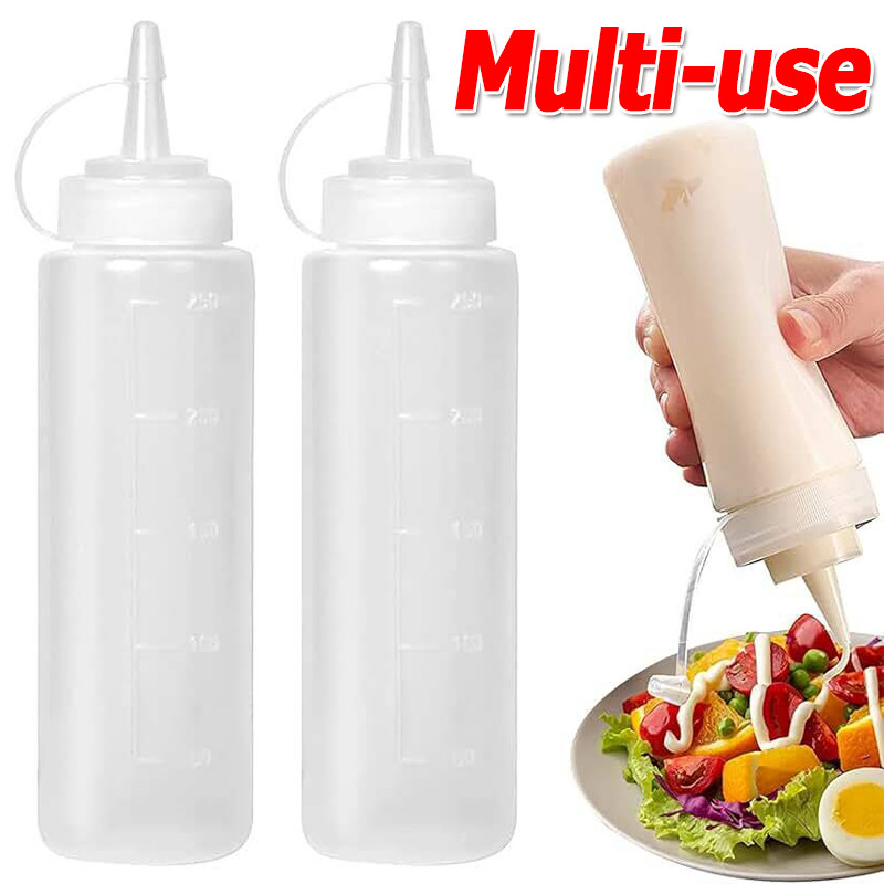 Plastic Squeeze Bottle with Cap / Liquid Condiment Squeeze Dispenser ...