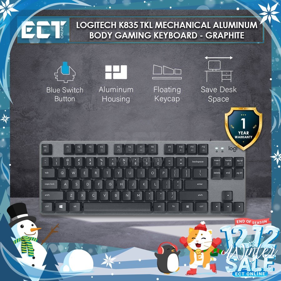 Logitech K835 TKL Mechanical Aluminum Body Gaming Keyboard - Graphite / Off-White / Rose (Blue ...