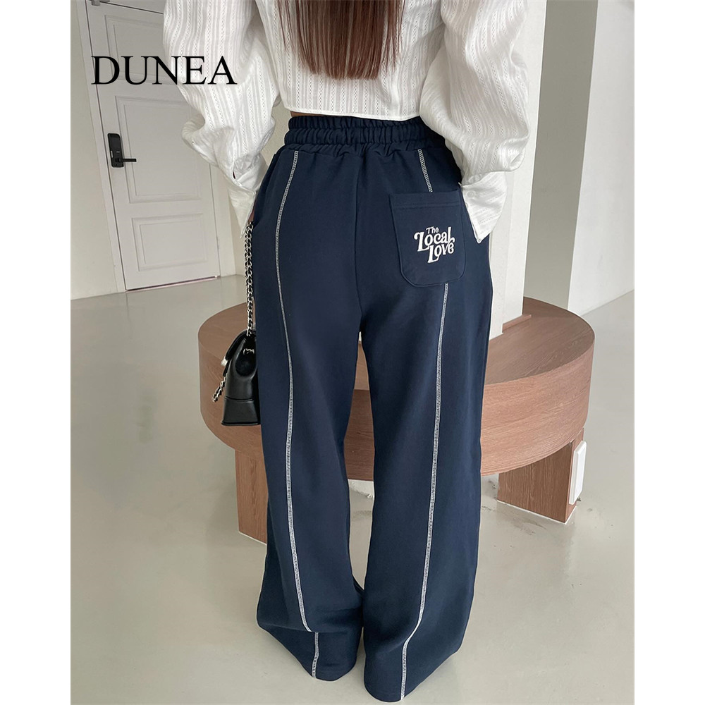 DUNEA Women's Vintage Korean Tracksuit Pants with Bright Line Pockets ...