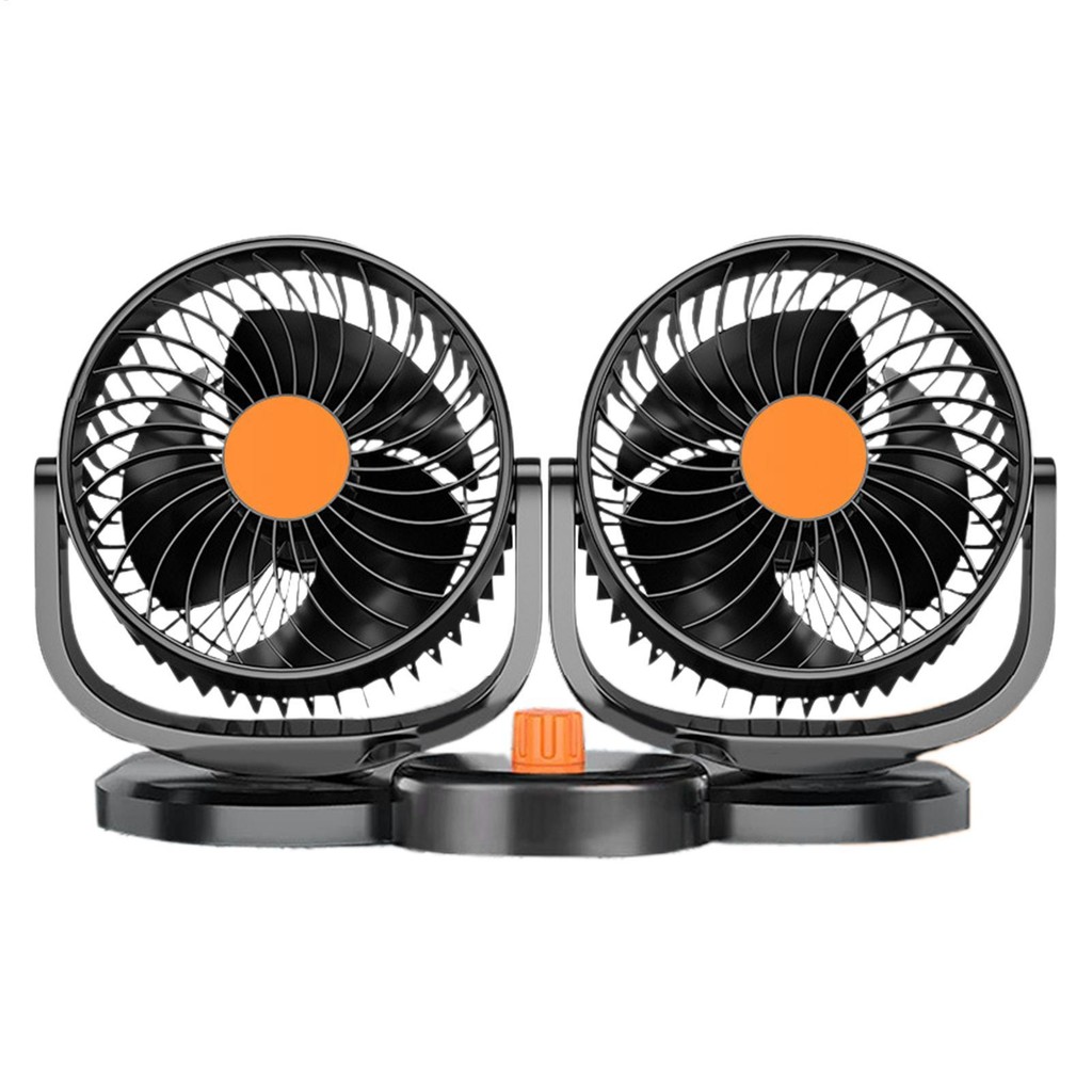 Portable Car Fan Double Head Car Electric Fan 24V Adjustable Dashboard ...