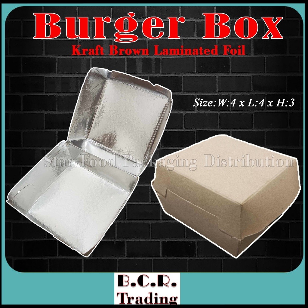 600pcs / 1 Box Kraft Brown and Silver Burger Box | Shopee Philippines