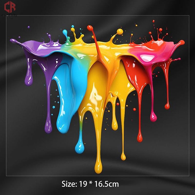 [CR] Car Interior Stickers With Dopamine Coloured Fluid Paint Vinyl For ...