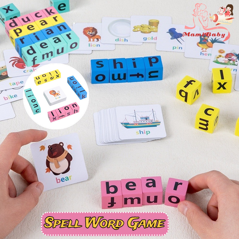 Scrabble Board Game Montessori Spell Word Game Letters Reading Building ...