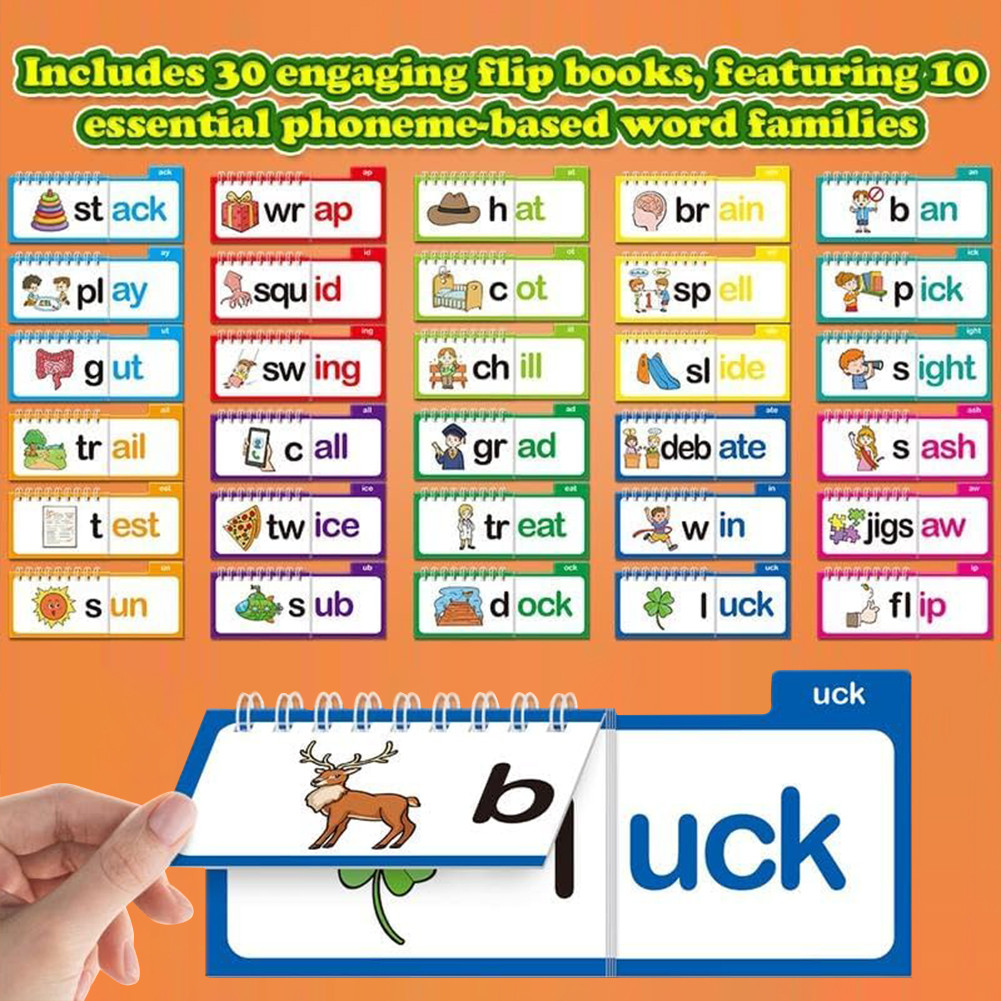 CVC Word Flip Chart Vowel Word Flashcards Educational Sight Words Games ...