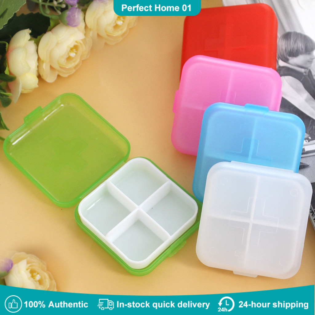 Cross 4 Compartments Pill Box Portable Mini Box Storage Medicine Pill ...