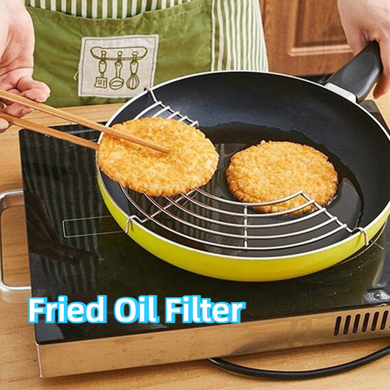 Stainless Steel Frying Oil Strainer Steam Rack Oil Drainer Mesh ...