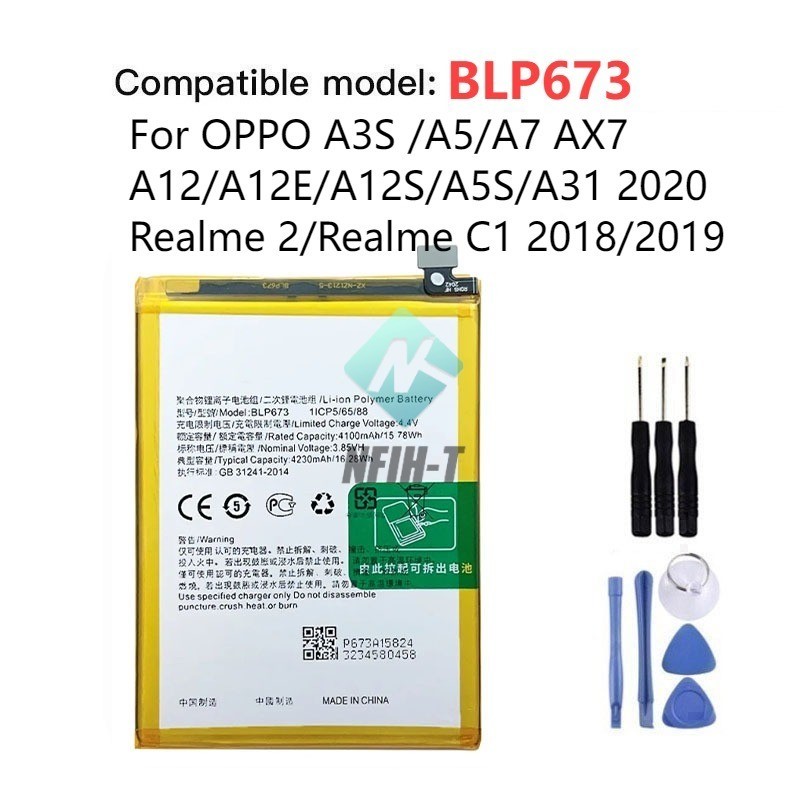 IPARTSEXPERT Battery BLP673 For OPPO A5 AX5 A3s A7 A5s A12e A12 A12s ...