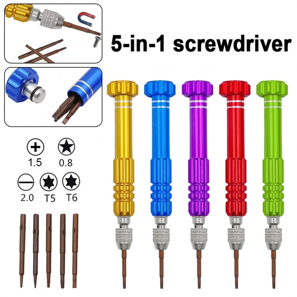 Multi Functional 5 Piece Screwdriver Repair Set for Computers Watches ...