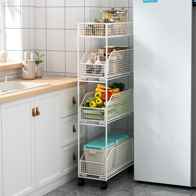 Kitchen Crack Storage Rack Floor Multi-Layer Ultra-Narrow Storage Rack ...