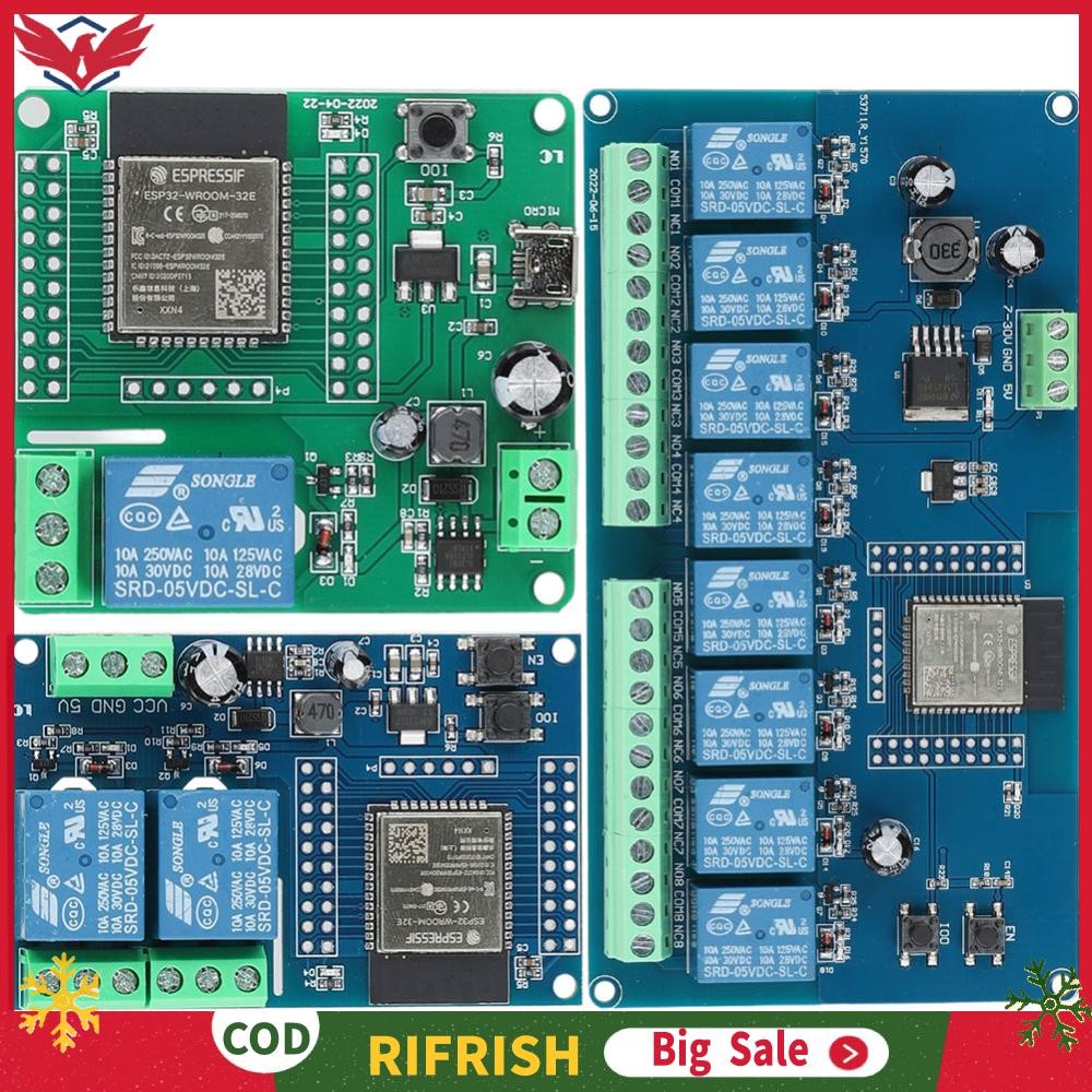 [Rifrish.ph] ESP32 ESP32-WROOM Development Board 1/2/8 Channel ESP32 WIFI BT BLE Relay Module ...