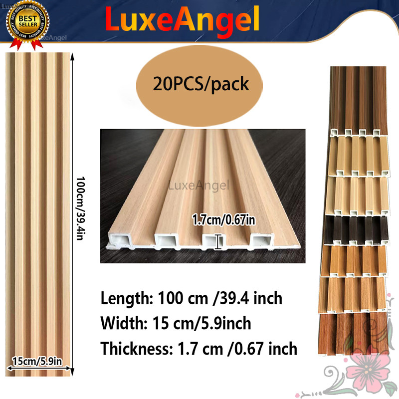 20PCS Solid Wood Panel Board PVC Grille Waterproof Design TV Background ...