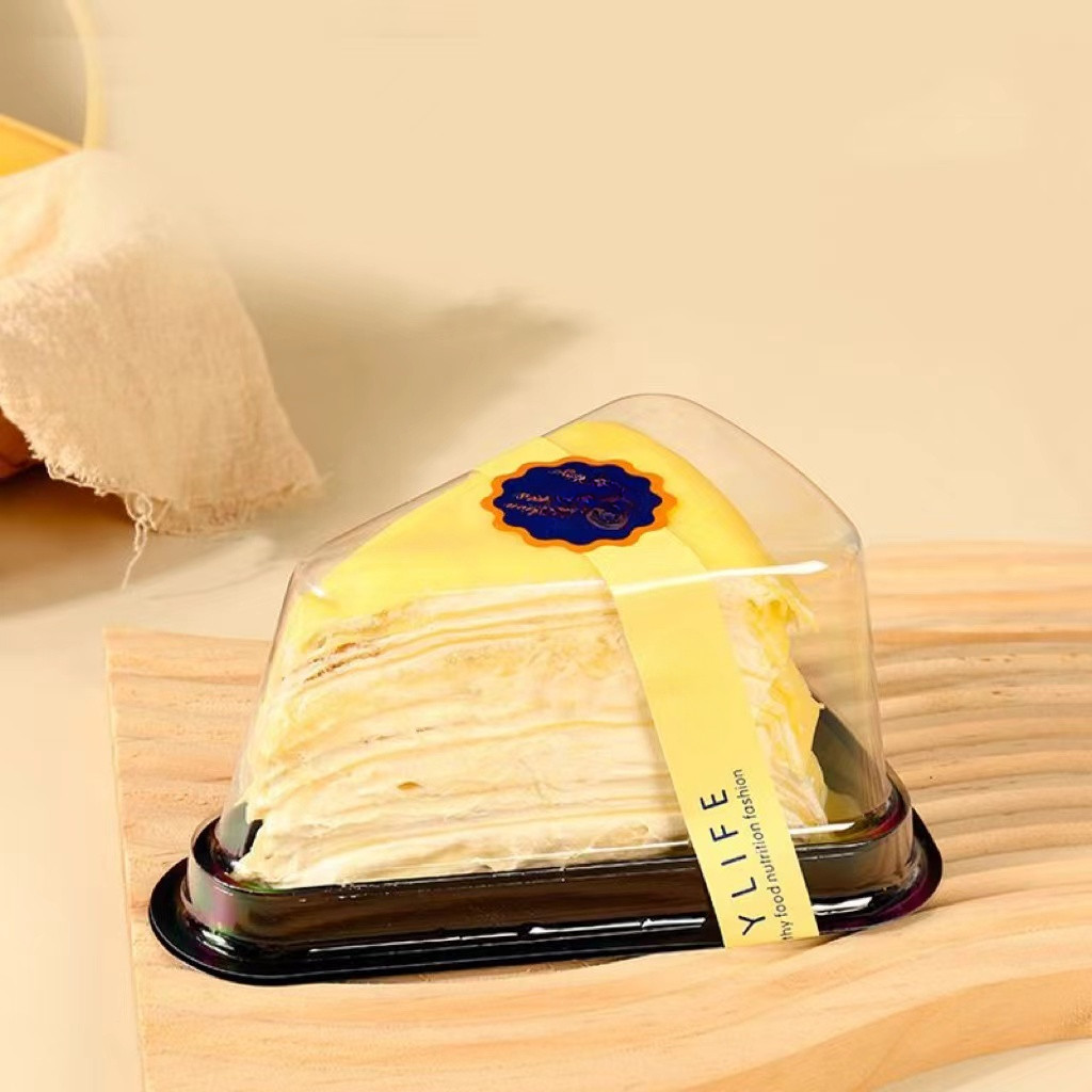 50pcs Triangle Cake Box Single Slice Transparent Tape Container Box ...