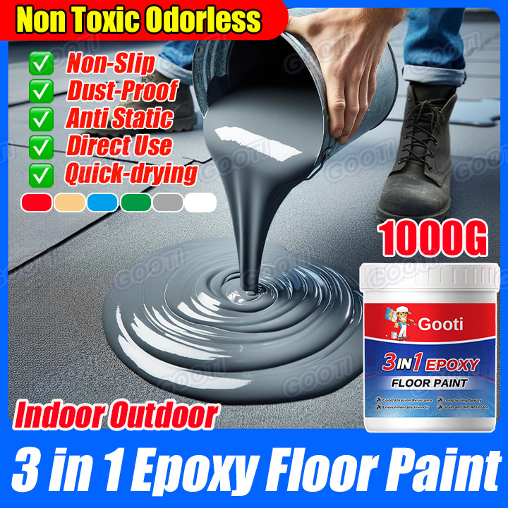 3 In 1 Epoxy Floor Paint Cement Wear-Resistant Waterproof Anti Slip For Outdoor Indoor Warehouse ...