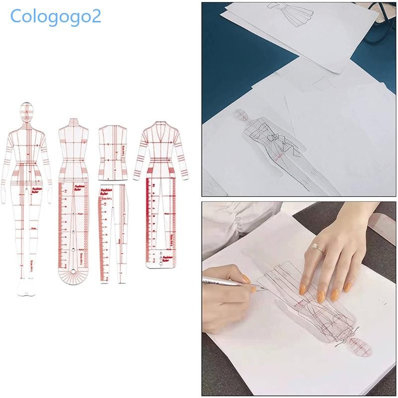 COLO 4 Models Human Pattern Template Ruler Fashion Drawing Designing ...