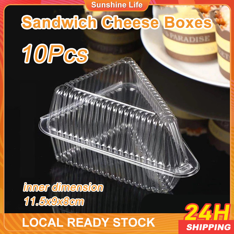 10Pcs Transparent Triangle Patisserie Boxes Disposable Cake Sandwich ...