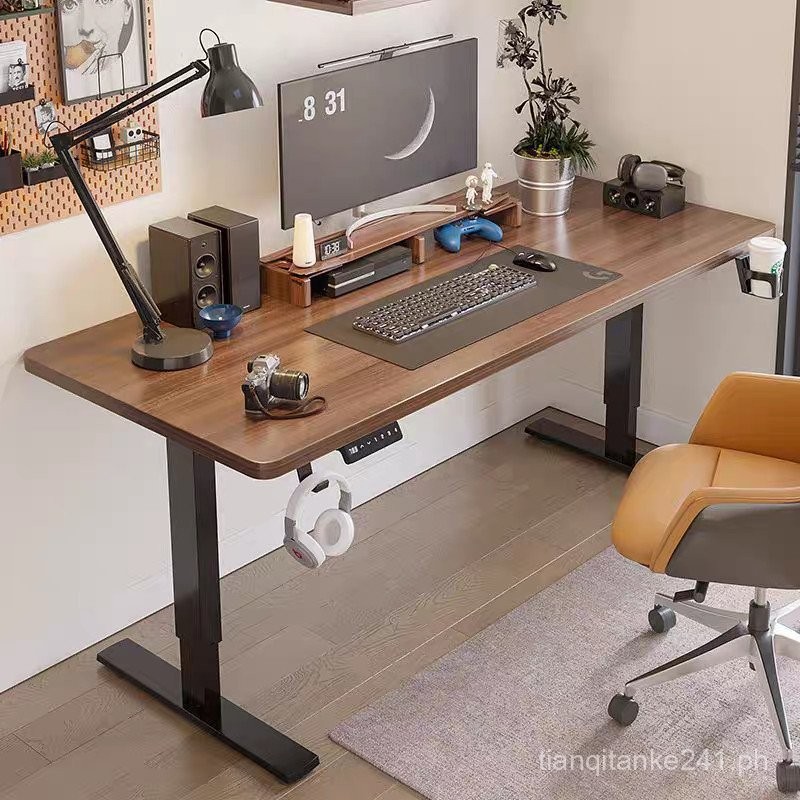 Solid Wood Electric Height Adjustable Desk Smart Computer Desk Liftable ...