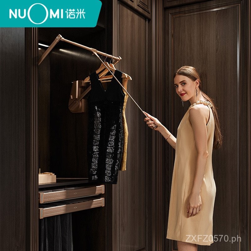 Clothes Hanging Lift Rod Pull-down Telescopic Double Wardrobe6R Clothes ...